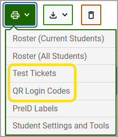 Print Test Access Materials from Rosters